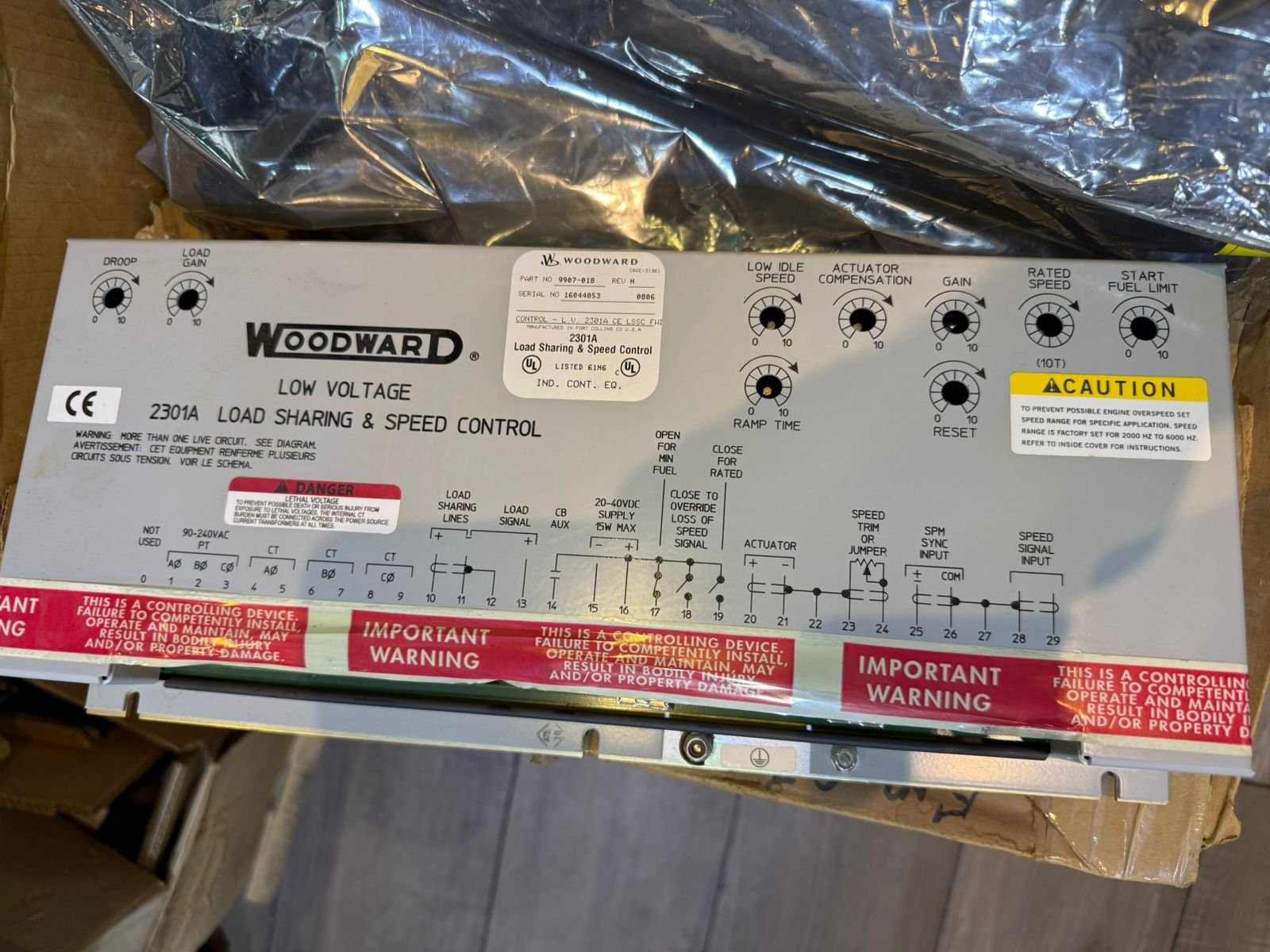 WOODWARD Low Voltage 2301A Load Sharing & Speed Control part number ...